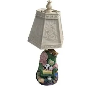 Accents | Vintage Hexagonal Cats Playing On Chair Lamp Cream Embossed ...